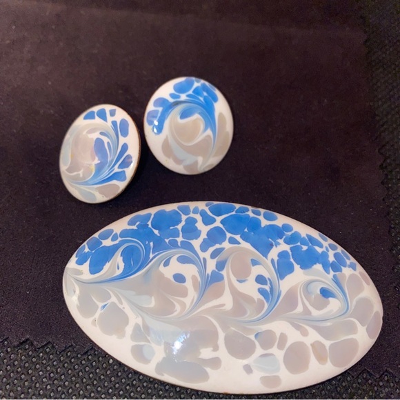 Jewelry | Copper Inga Brooch Pin Set Earrings Vintage Enamel Signed ...